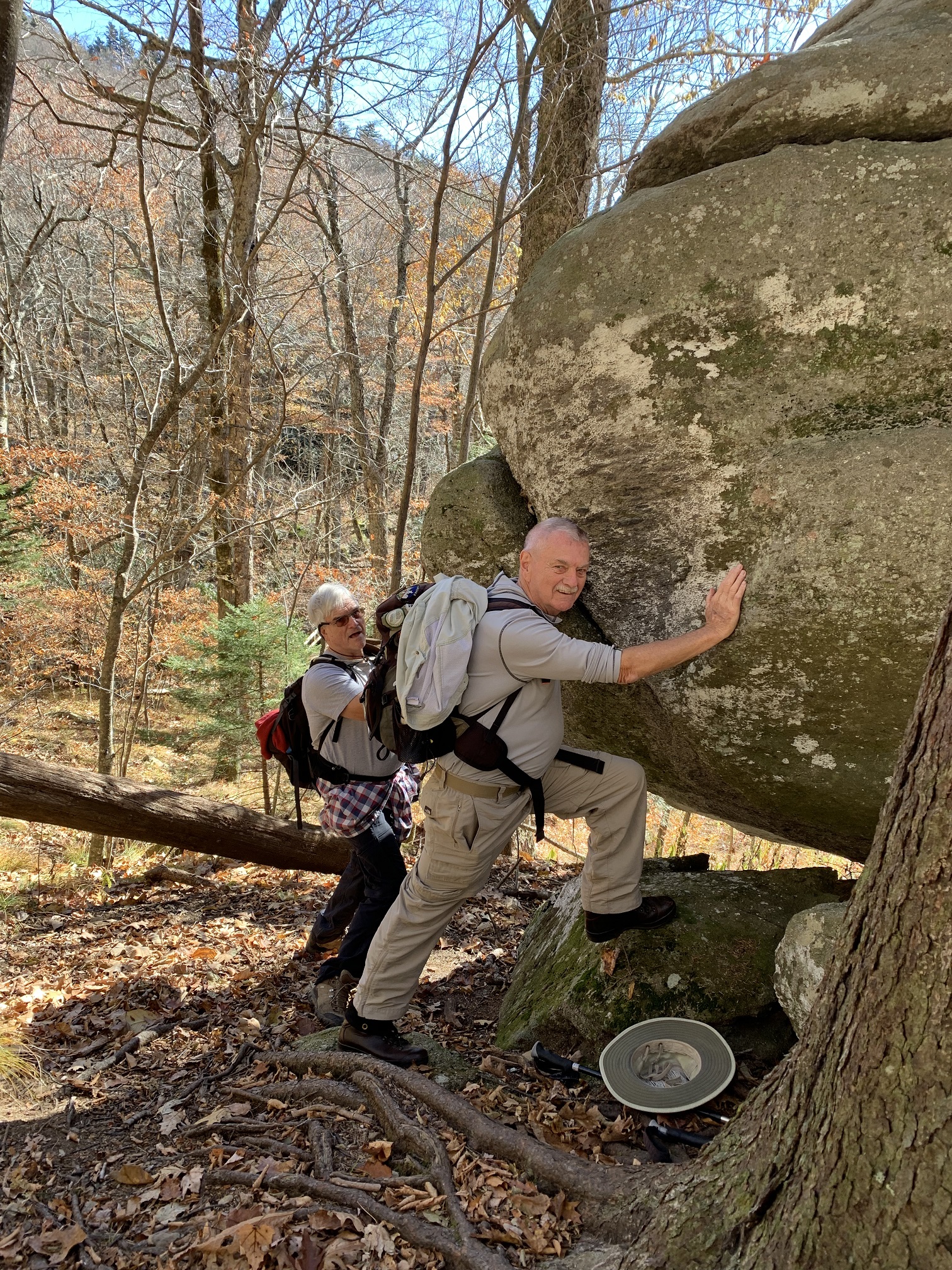 003 Dave Morris Holding Up Rock | Pisgah Hikers