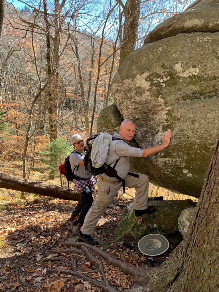 003 Dave Morris Holding Up Rock | Pisgah Hikers